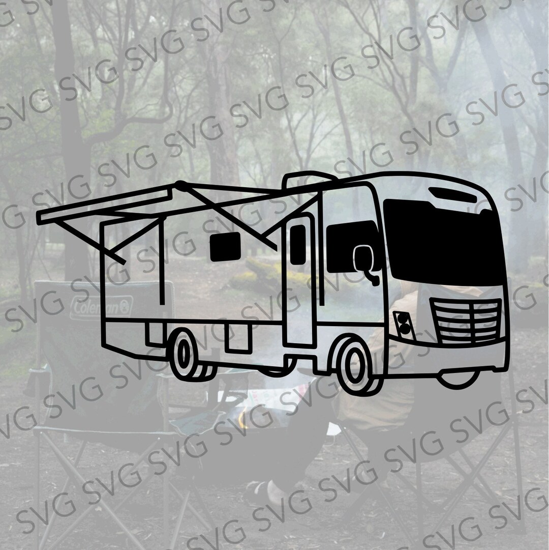 Class A With Awning SVG, Class A Camper, Motorhome SVG, Camper SVG ...