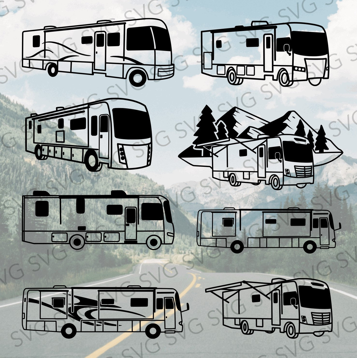 Class A SVG Bundle, Motorhome SVG, Camper Trailer, Camper SVG, Camper ...