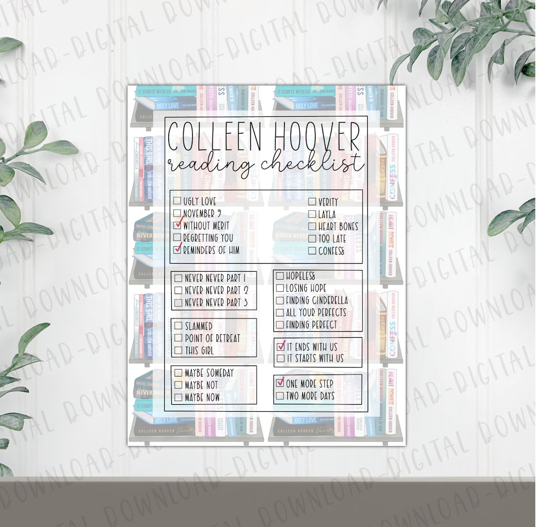 Colleen Hoover Reading List, Colleen Hoover Books Tracker, Colleen ...
