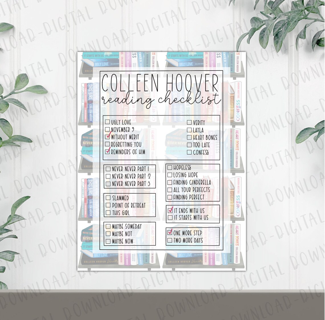 Colleen Hoover Reading List, Colleen Hoover Books Tracker, Colleen ...