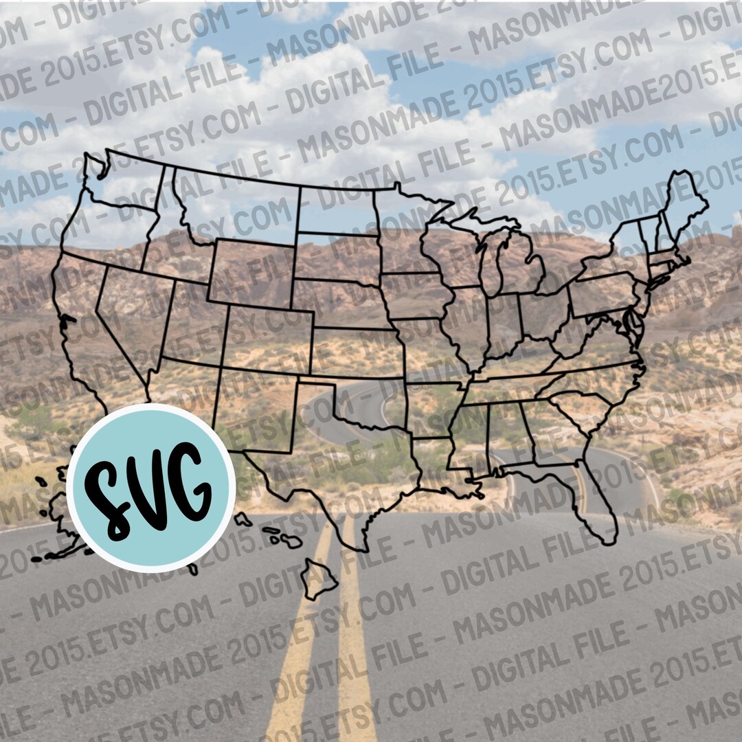 United States SVG, United States Outline, USA Cut File, Digital ...