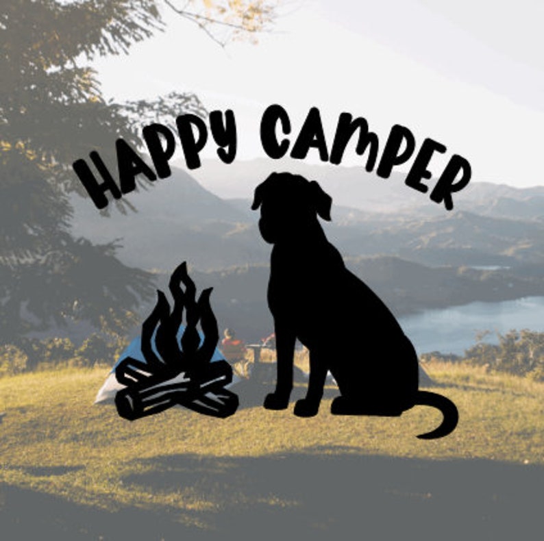 Happy Camper Dog Decal, Dog Camping Decal, Camper Dog Decal, Dog ...