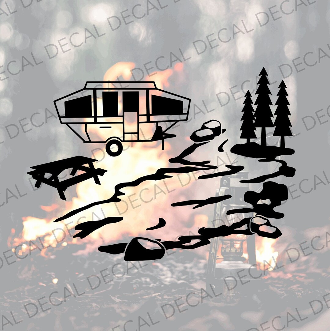 Pop up Camper River Camping Decal, Pop up Camper Decal, Decal for ...