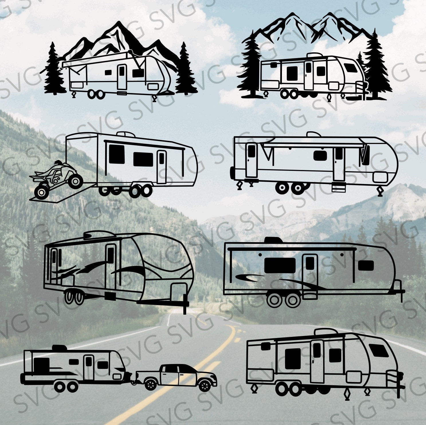 Travel Trailer SVG Bundle, Camper Trailer, Camper SVG, Camper Cut File ...