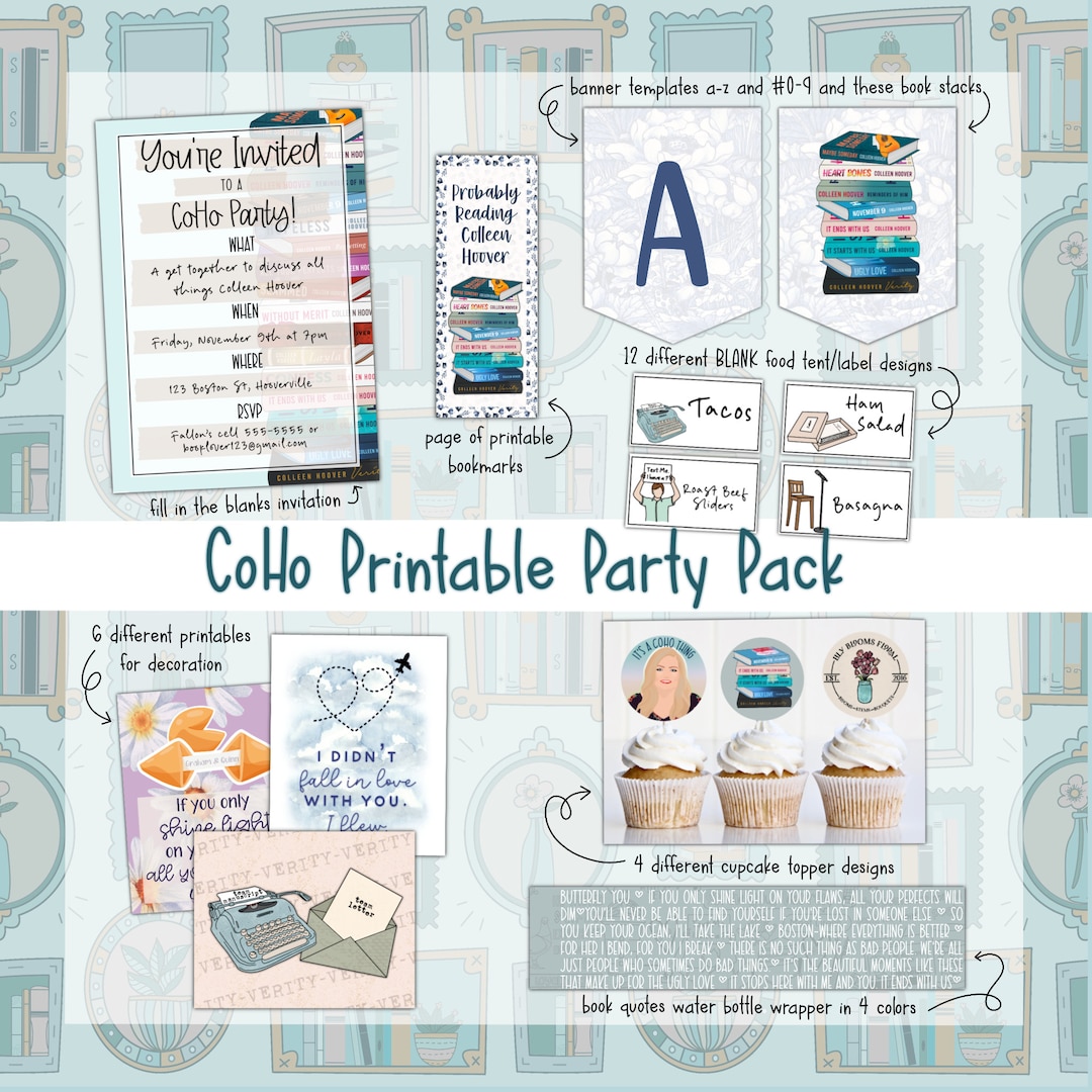 Colleen Hoover Party Bundle Printable, Coho Trivia Printable, Coho Word ...