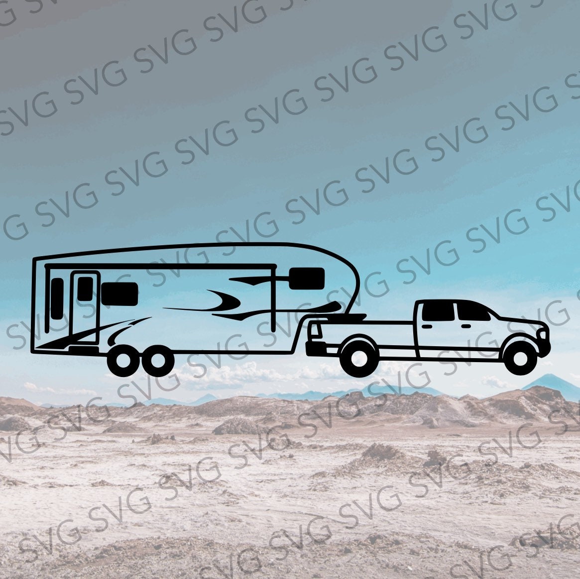 Truck Towing Fifth Wheel, Fifth Wheel SVG, Camper SVG, Camper Cut File ...