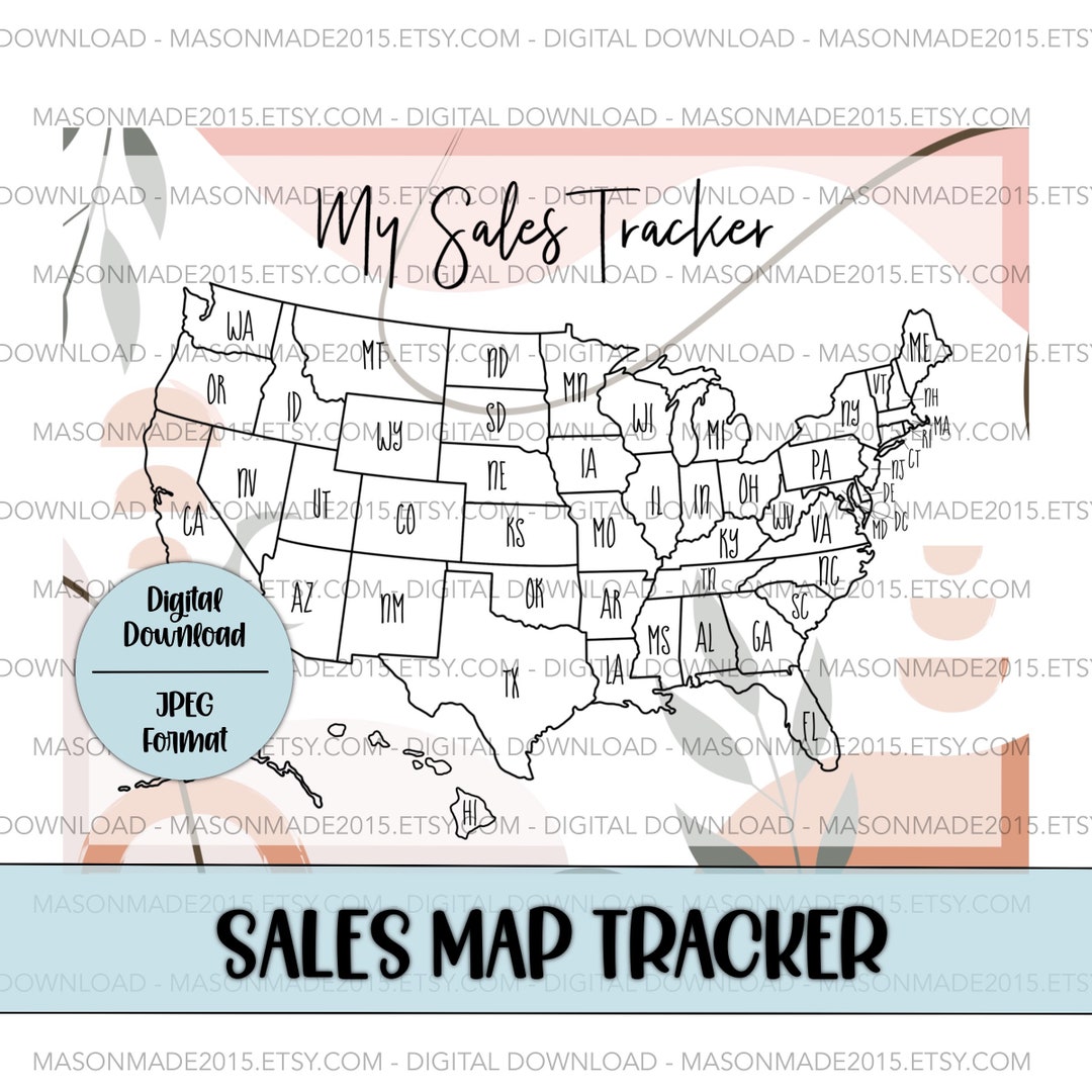 Etsy Sales Tracker Map, US Sales Map, Printable Map, Coloring Sales ...