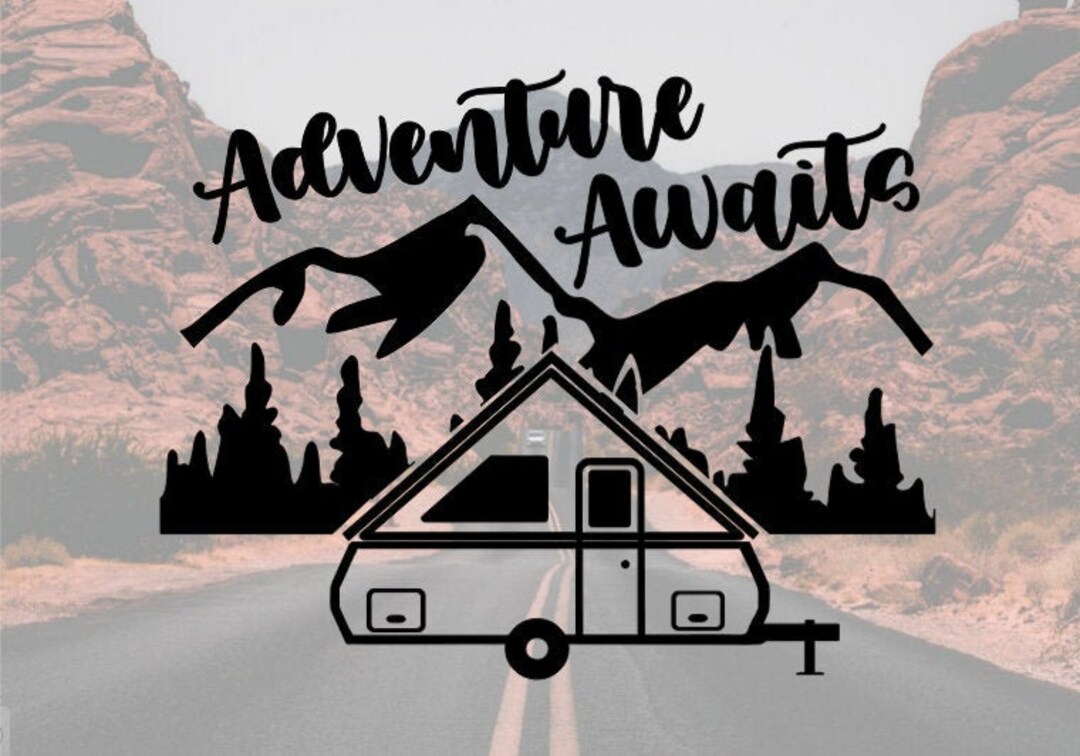 Adventure Awaits A-frame Camper Decal, Vinyl Decal, A-liner Camper ...