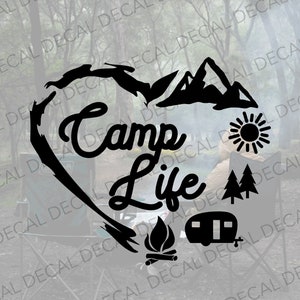 Camp Life Decal, Heart Camp Decal, Heart With Camp Icons, Trailer ...