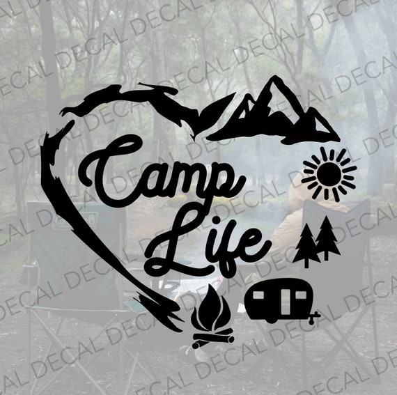 Camp Life Decal Heart Camp Decal Heart With Camp Icons | Etsy