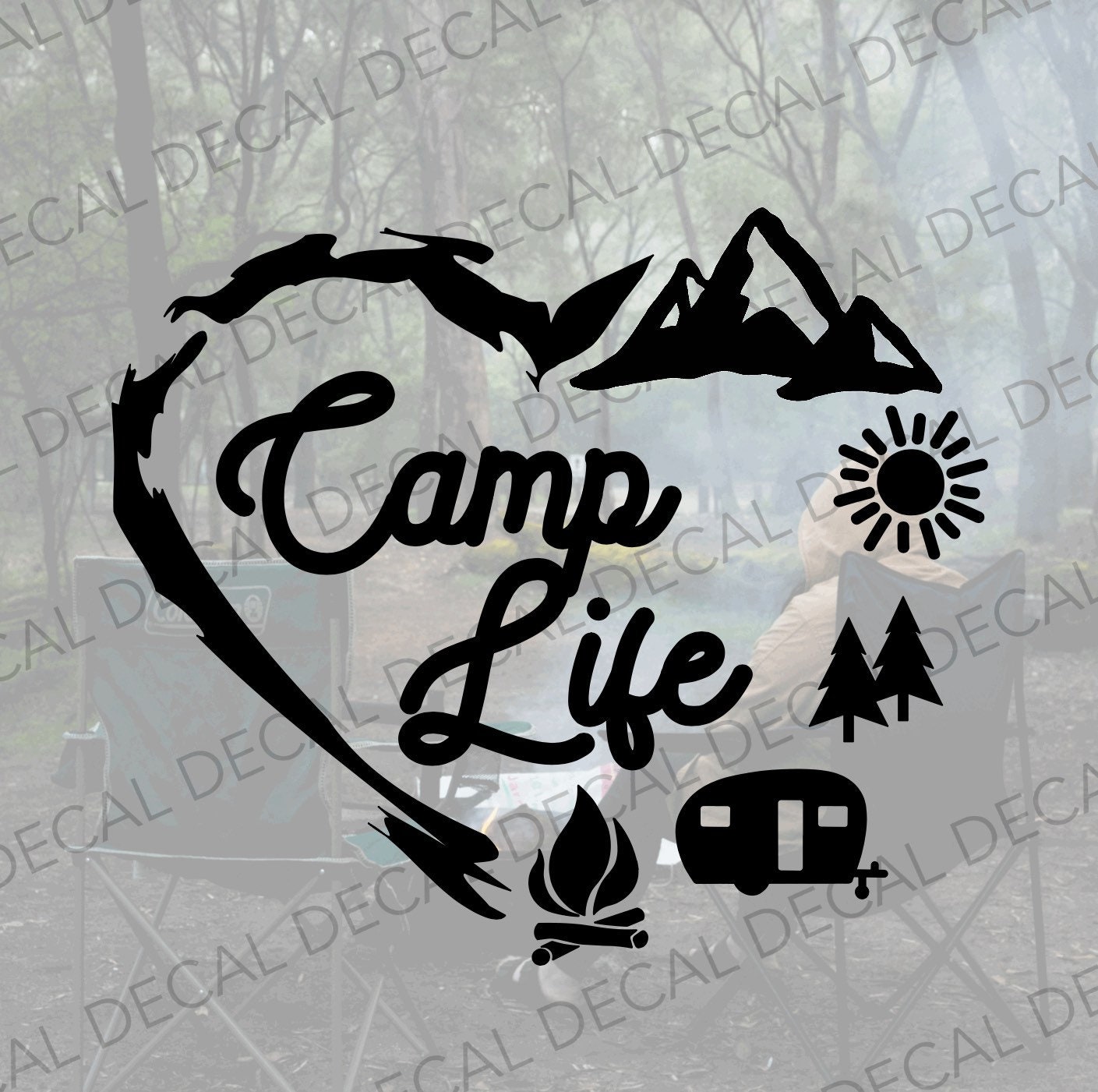 Camp Life Decal Heart Camp Decal Heart With Camp Icons - Etsy