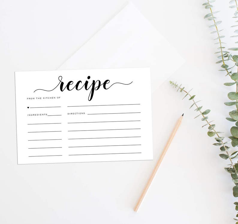 Printable Recipe Cards Printable Bridal Shower Game Recipe | Etsy