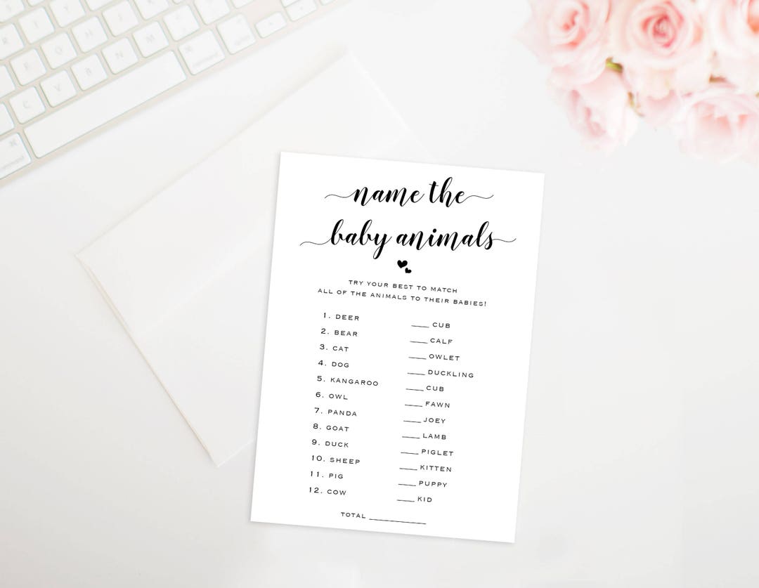 Printable Baby Shower Game Name the Baby Animals Printable - Etsy