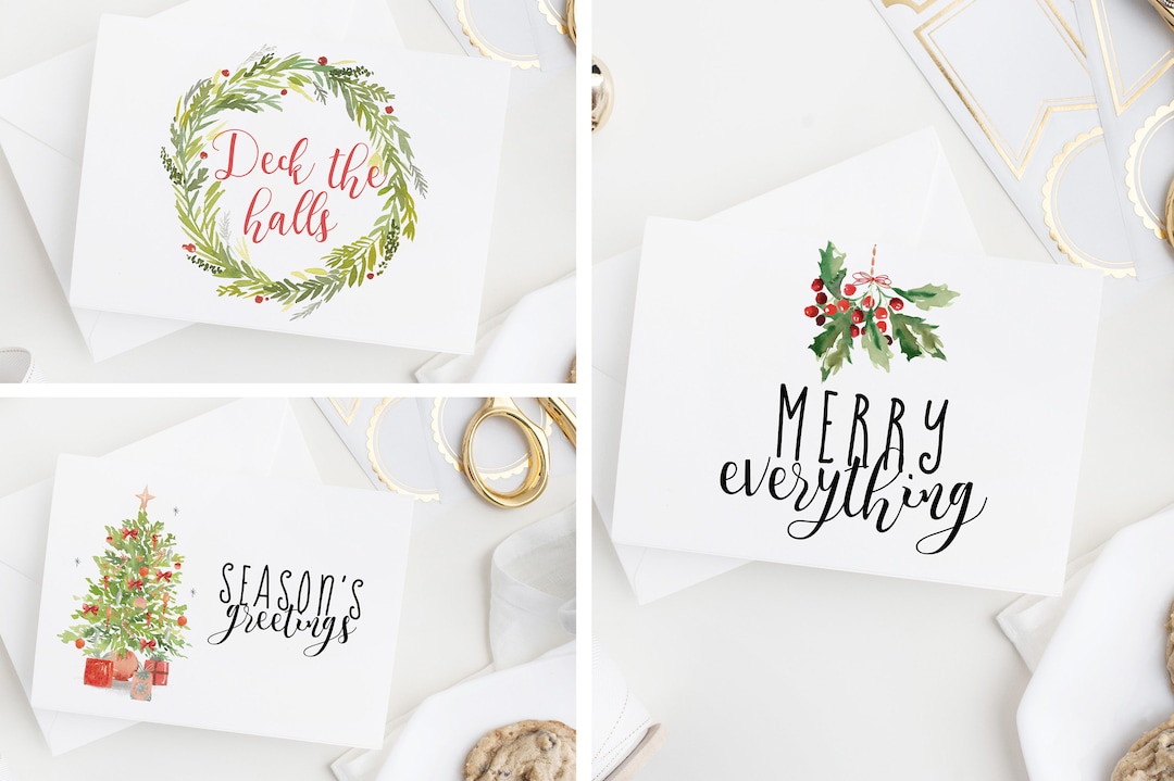 Printable Christmas Cards Set of 3 Christmas Cards Hand - Etsy