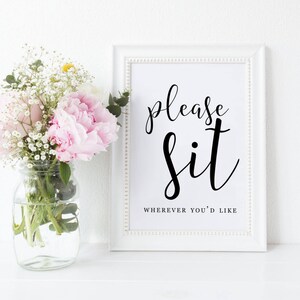 Printable Open Seating Sign, Please Seat Yourself, Find a Seat, Choose ...