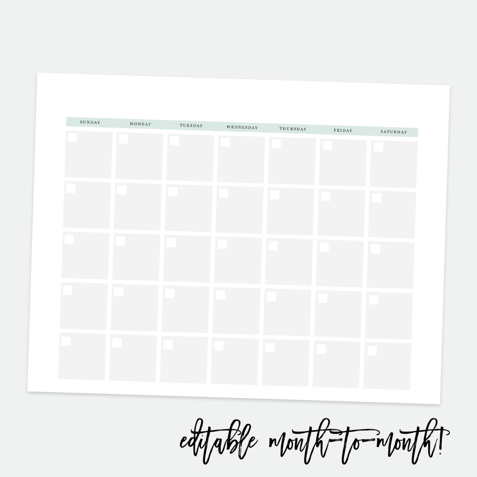 Editable Monthly Calendar Reusable Monthly Calendar 2017 | Etsy