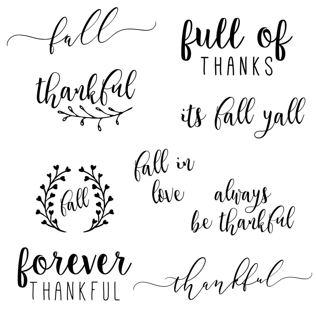 Digital Fall Word Overlay Clipart, Thanksgiving Clipart, Thanksgiving ...