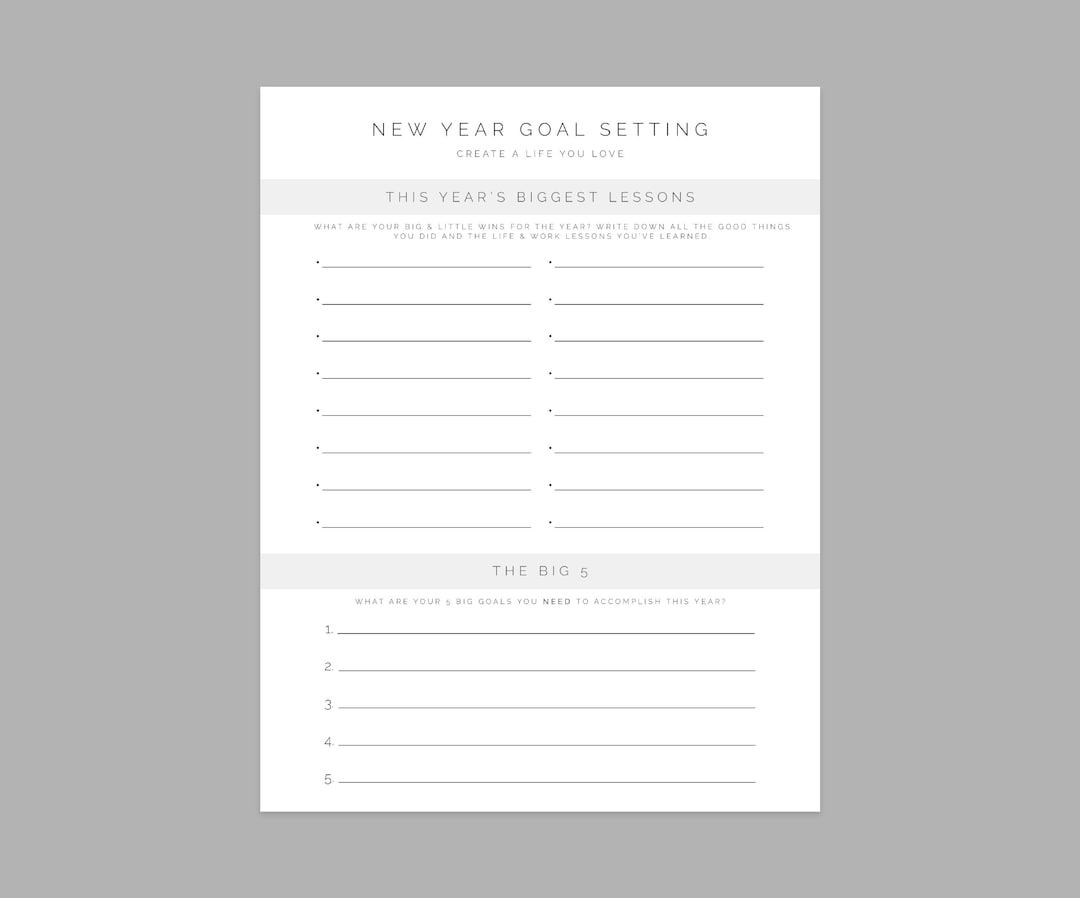 New Year Goal Setting Work Book, Resolution Planner, Goal Tracker ...