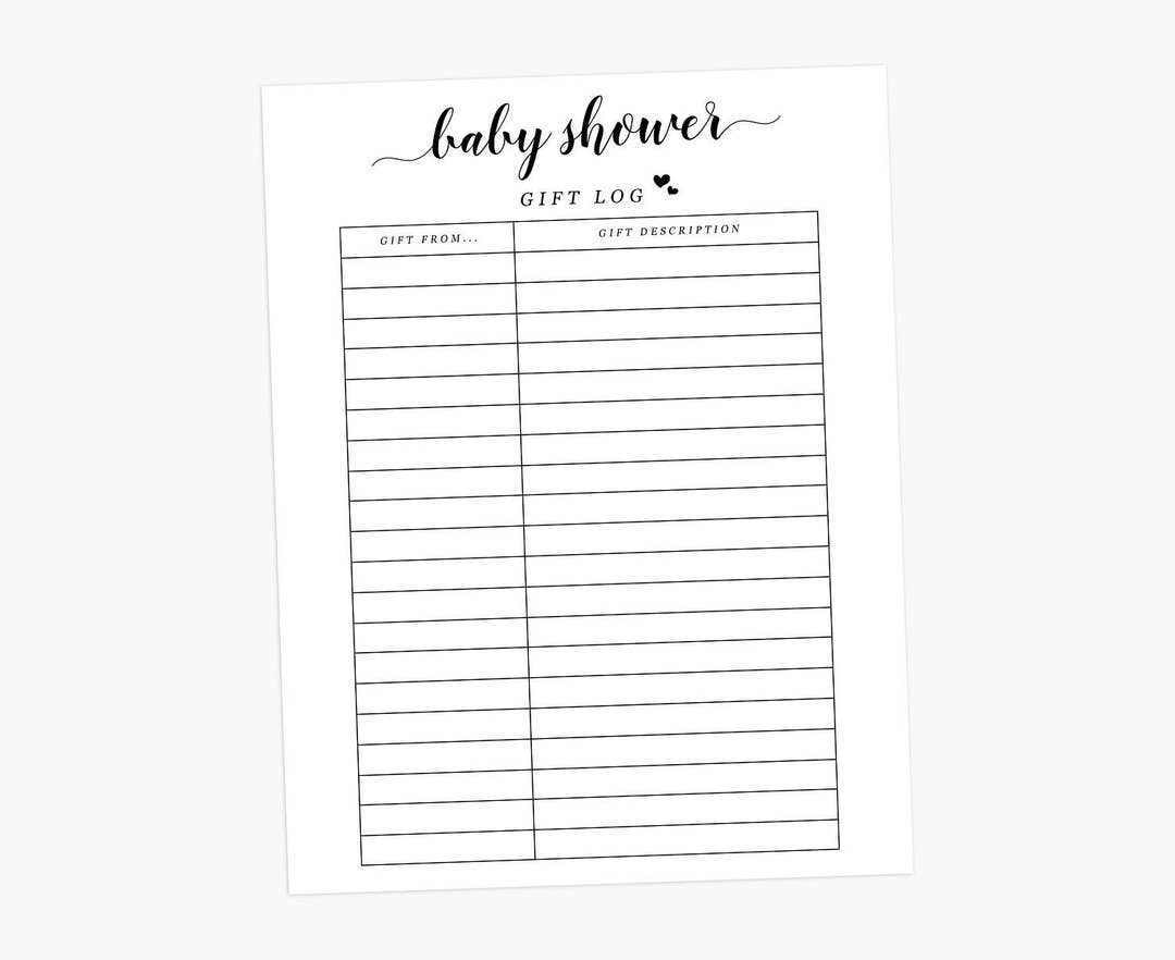 Baby Shower Gift Log, Baby Gift Tracker, Baby Shower Gift Giver Log ...