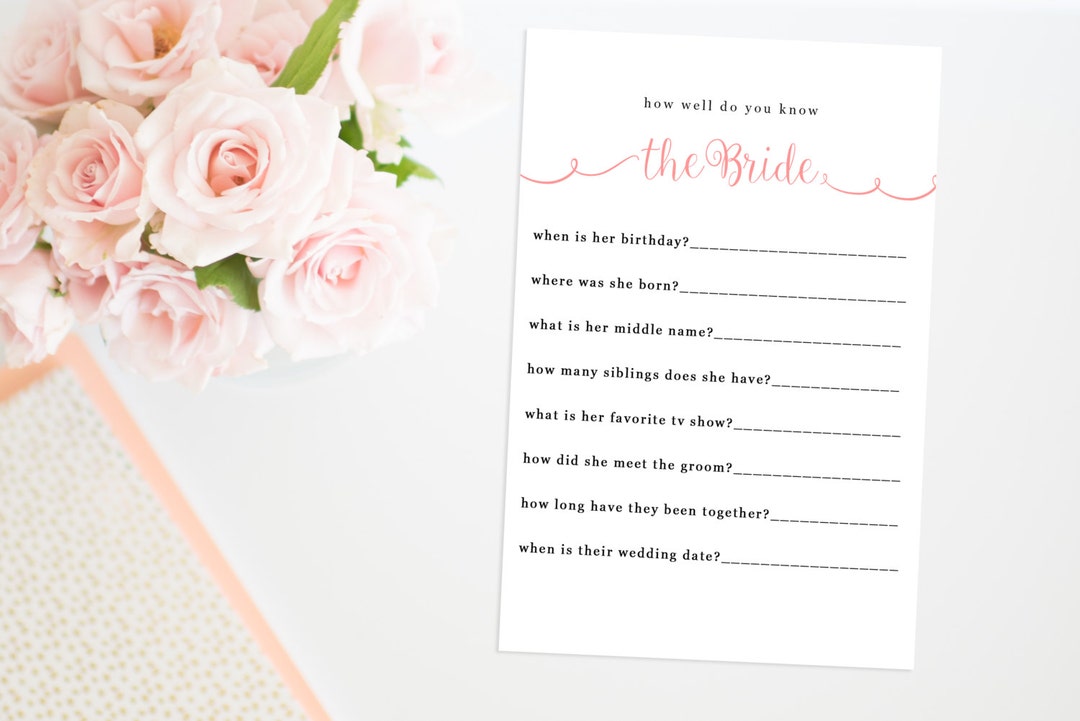 How Well Do You Know the Bride Cards, Get to Know the Bride Game ...