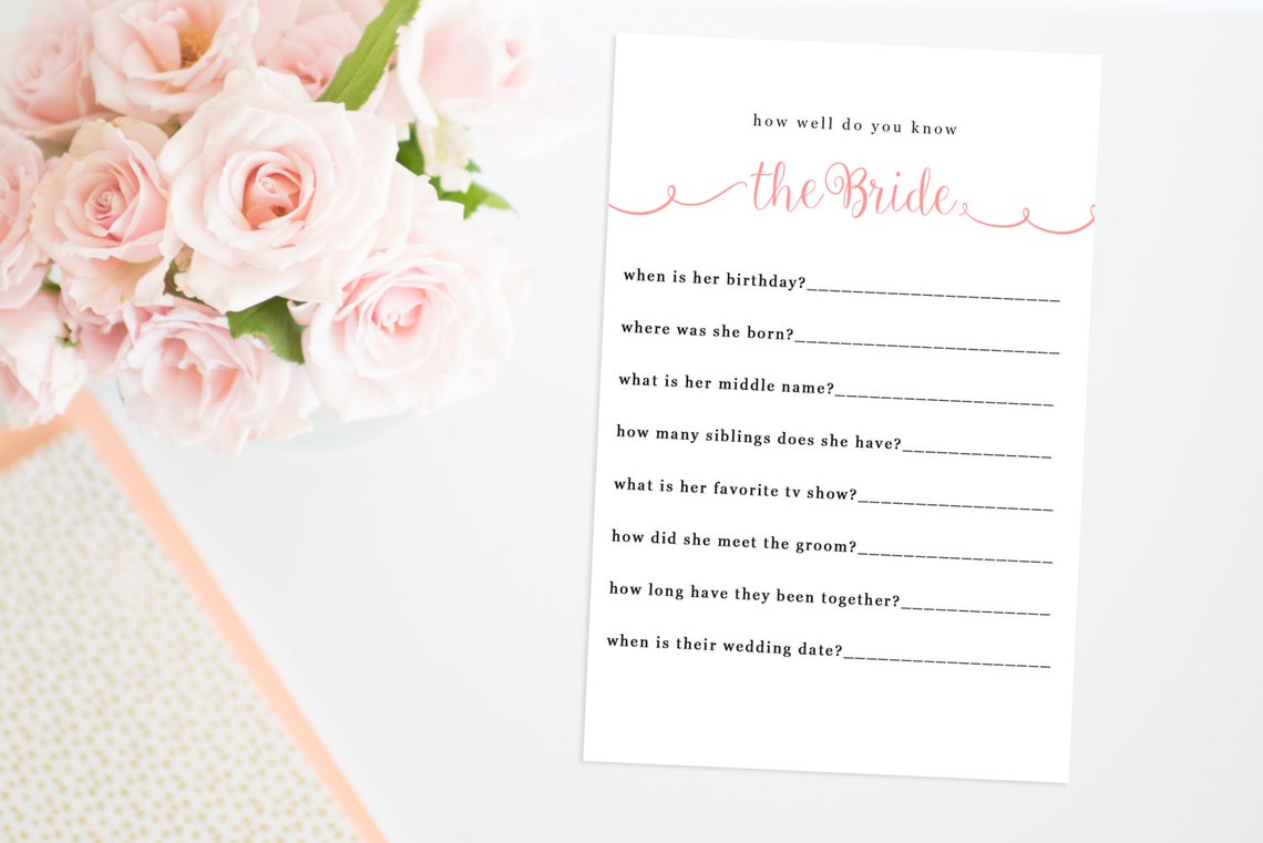 How Well Do You Know the Bride Cards Get to Know the Bride - Etsy