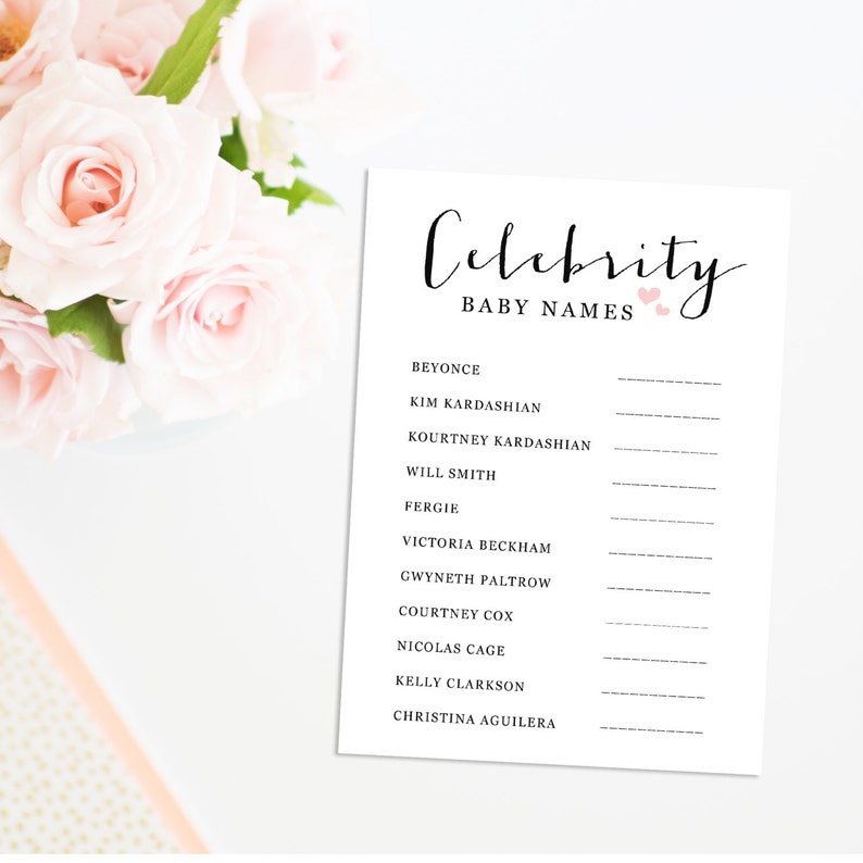 Baby Shower Printable, Baby Shower Celebrity Baby Name Game, Celebrity ...