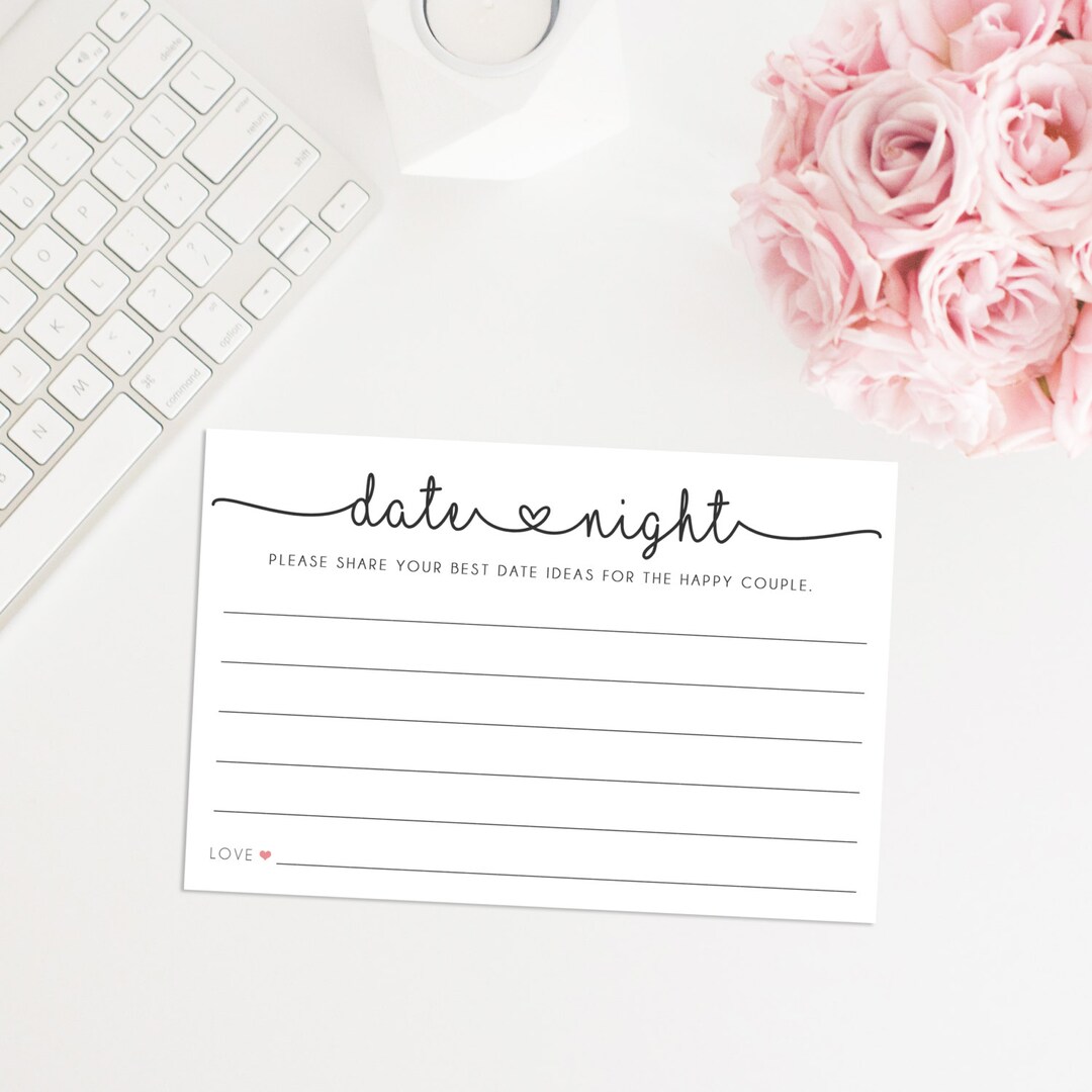 Printable Date Night Cards, Printable Bridal Shower Game, Date Night ...