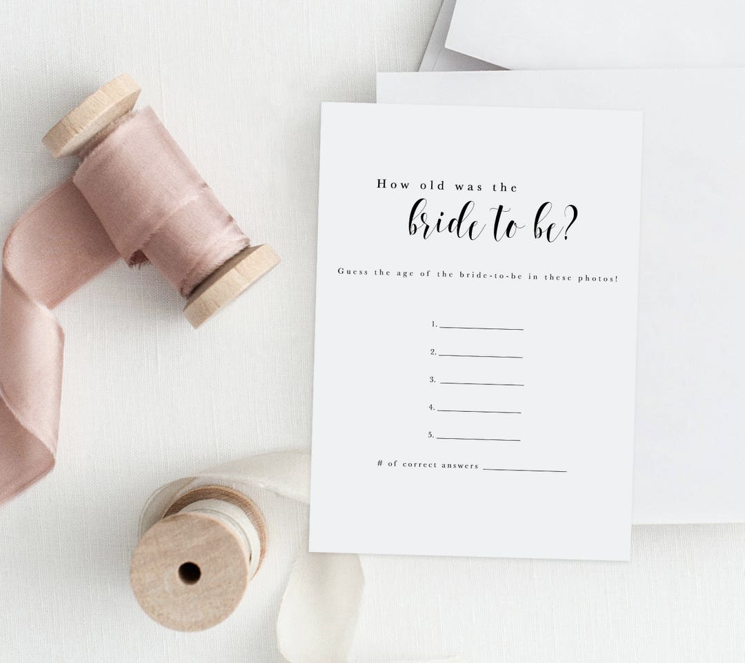 How Old Was the Bride-to-be Bridal Shower Game, Bride Games, Guess the ...