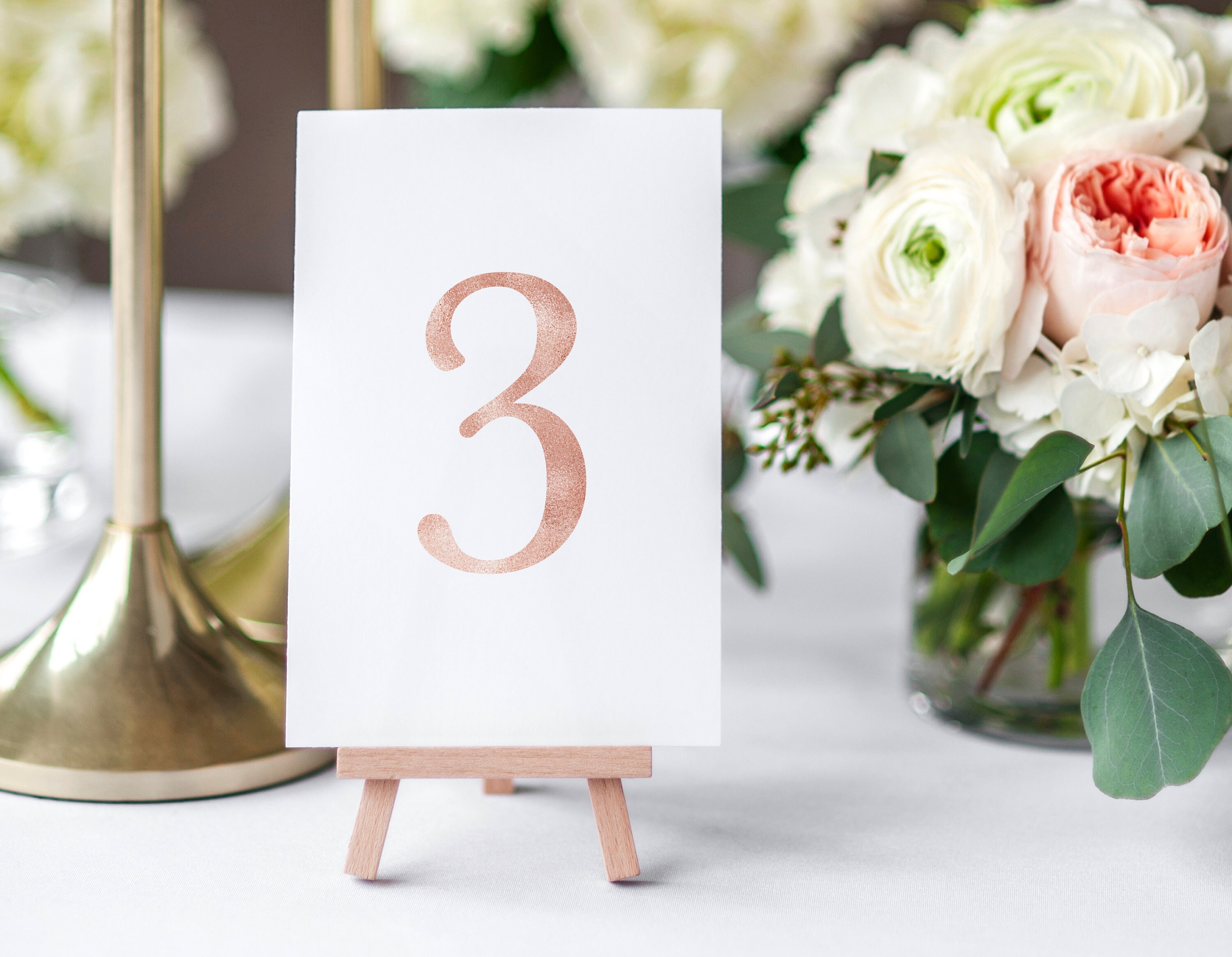 Rose Gold Table Numbers Printable Table Number Cards Wedding | Etsy Canada