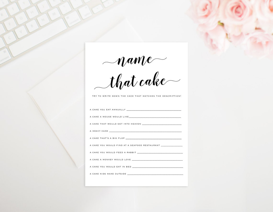Name That Cake Bridal Shower Game Cake Trivia Game Bridal - Etsy