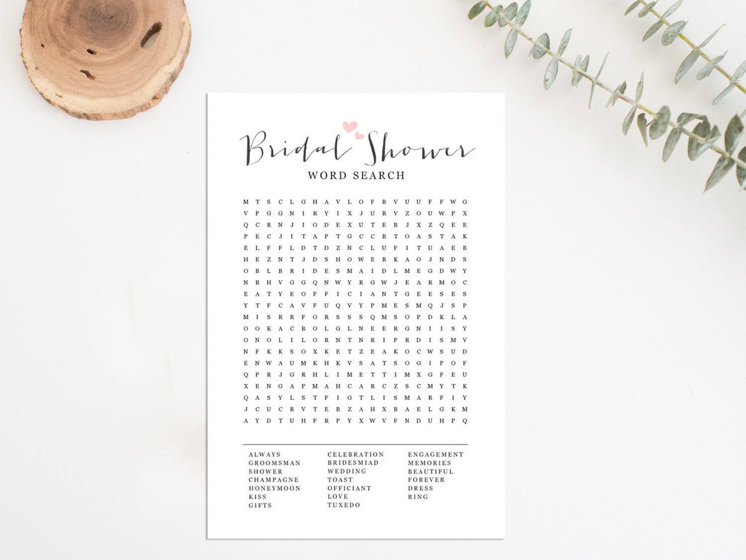 Bridal Shower Word Search, Wedding Word Search, Printable Bridal Shower ...