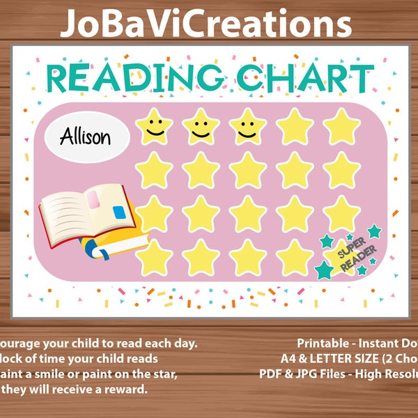 Reading Chart for Kids Printable - Etsy