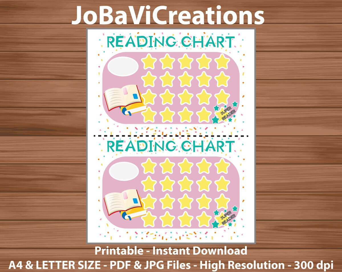 Kids Reading Chart Printable. Childs Reading Chart Stars | Etsy