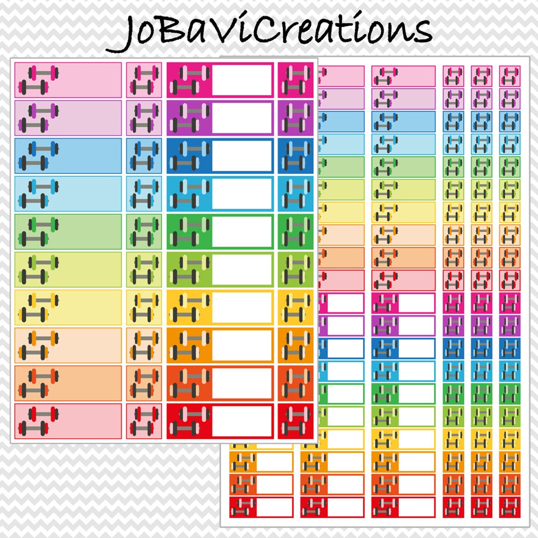 Fitness Gym Dumbbell Labels Icons Planner Stickers Printable: Erin ...