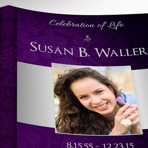 Purple Silver Funeral Program Template Set, Word and Publisher ...