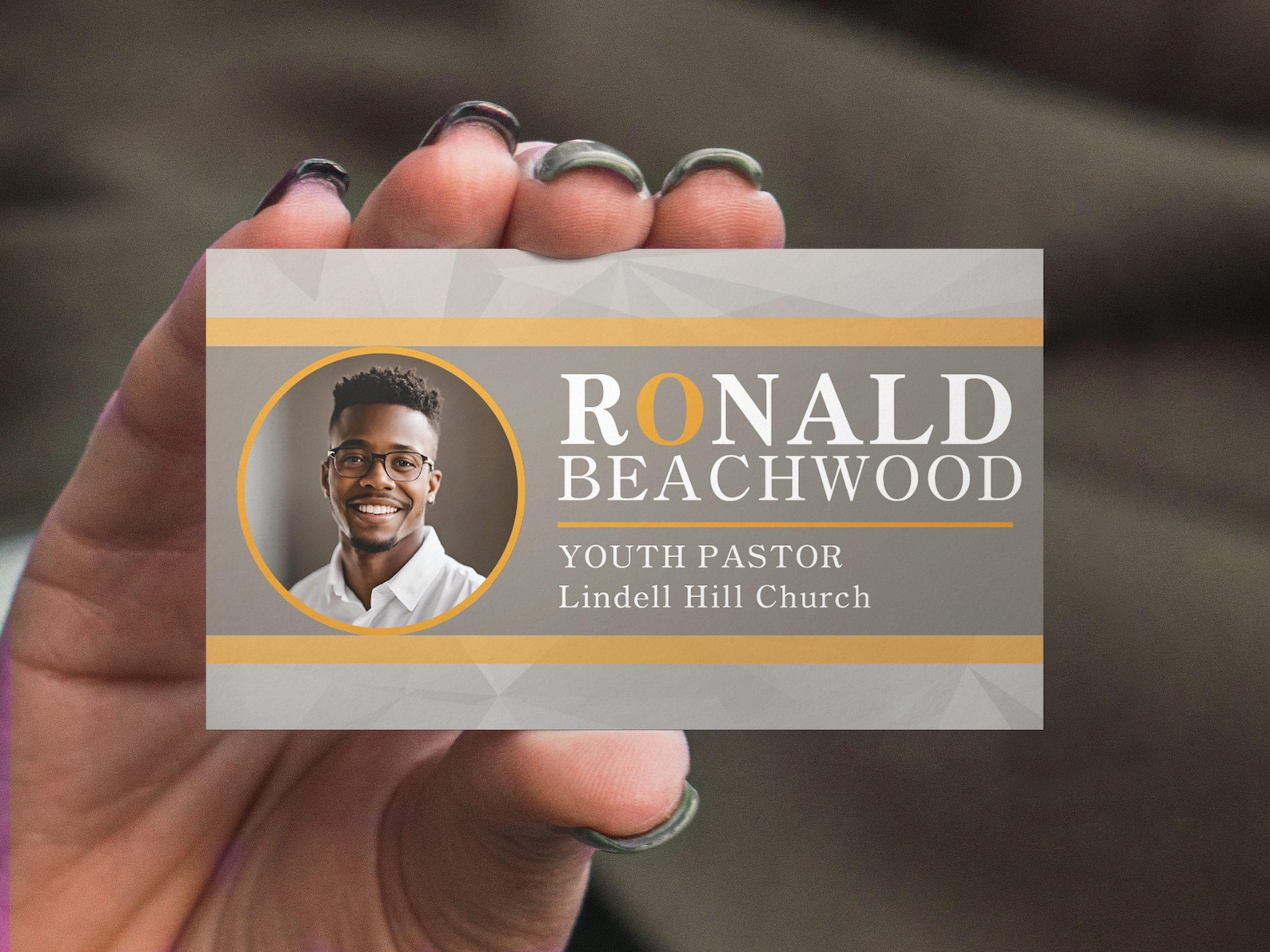Youth Pastor Business Card Template: Gray & Yellow Church Design ...