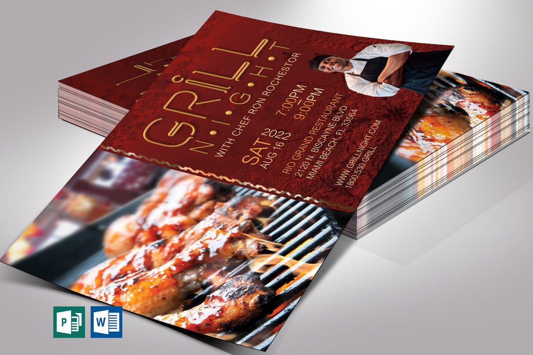 BBQ Flyer Template Set, Word and Publisher, Grilling Competition ...
