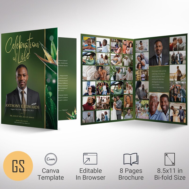 Funeral Program Template - Etsy