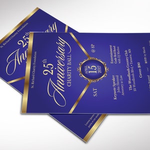 Violet Gold Anniversary Flyer Template: Gala Invitation (canva, Digital ...