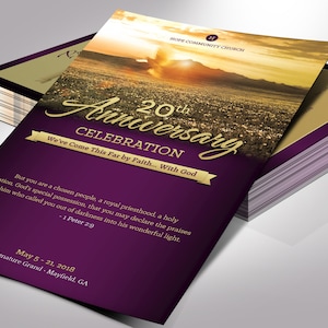 Purple and Gold Church Anniversary Program Template (word & Publisher ...