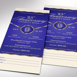 Violet & Gold Gala Ticket Template for Canva: Church Anniversary ...