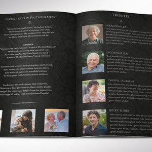 Black Silver Funeral Program Template for Canva V2, Editable Digital ...