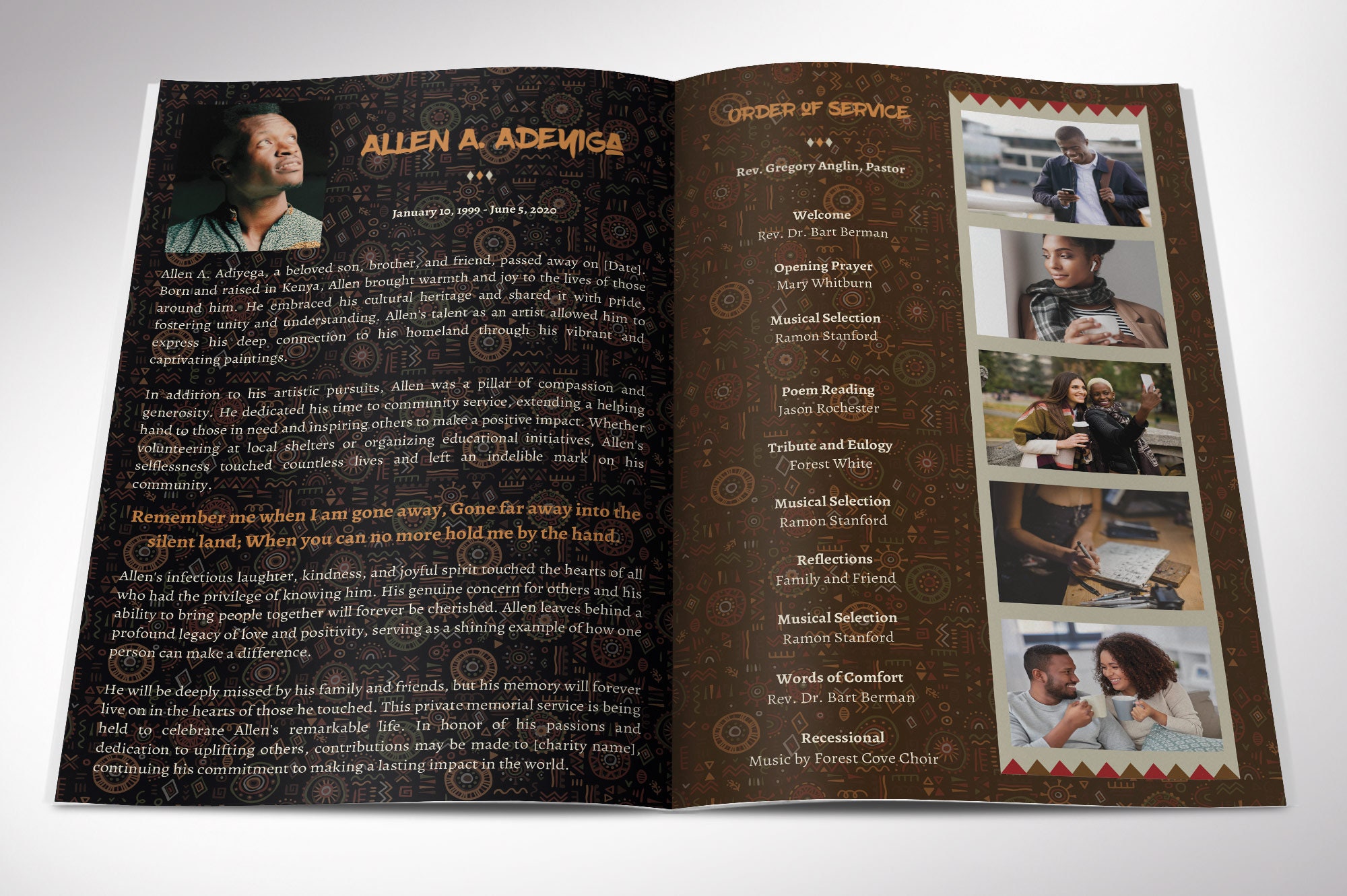 African Funeral Program Template: Celebration of Life, Obituary (canva ...