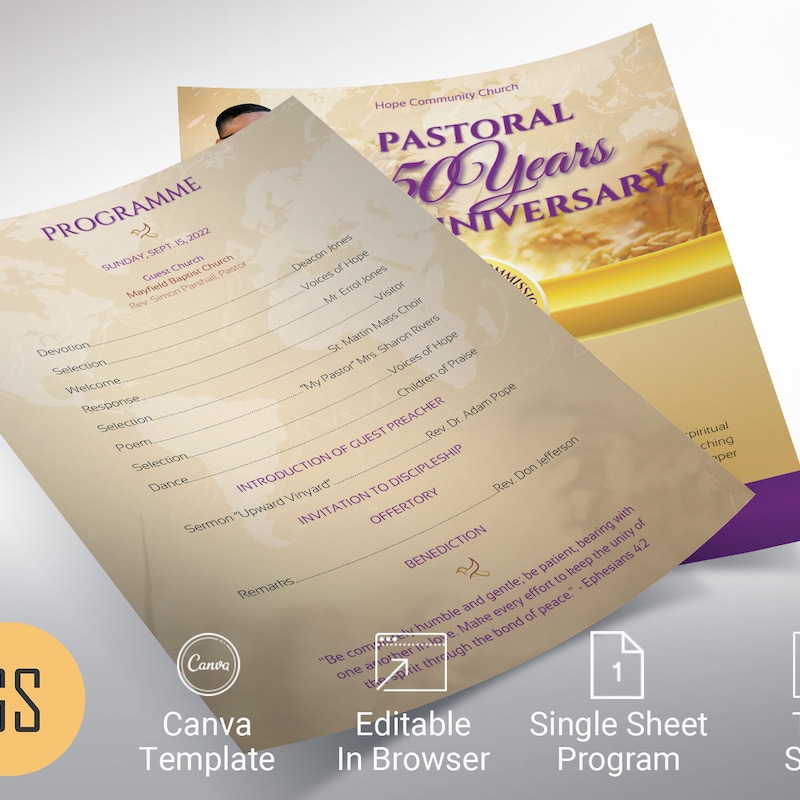 Church Usher Anniversary Program - Etsy