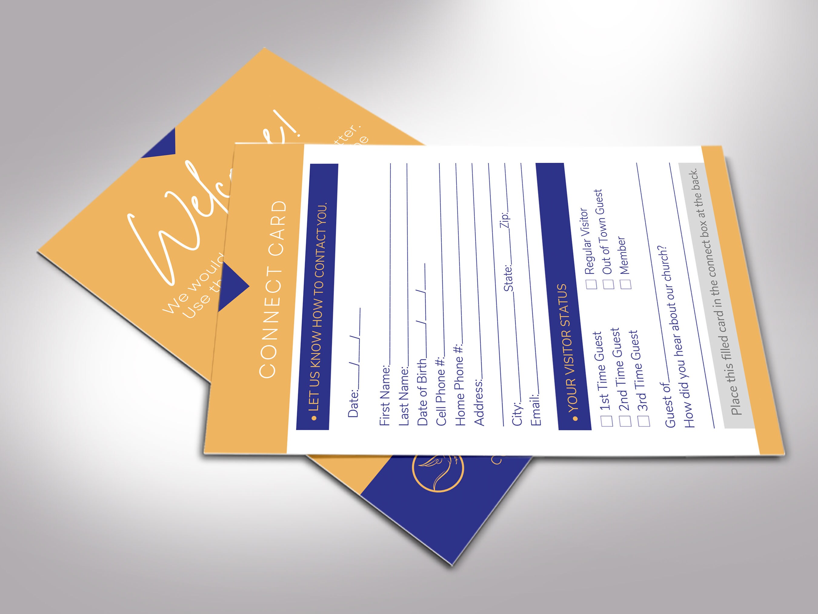 Church Connect Card Template Bundle: Editable QR Code Welcome Card ...
