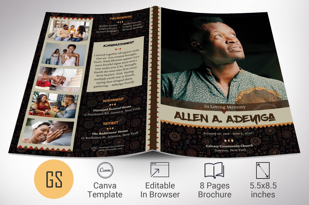 African Funeral Program Template: Celebration of Life, Obituary (canva ...