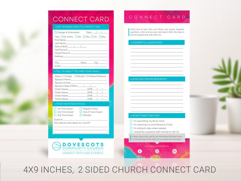 Easter Sunday Church Connect Card: 4x9 Modern Visitor Welcome Card for ...