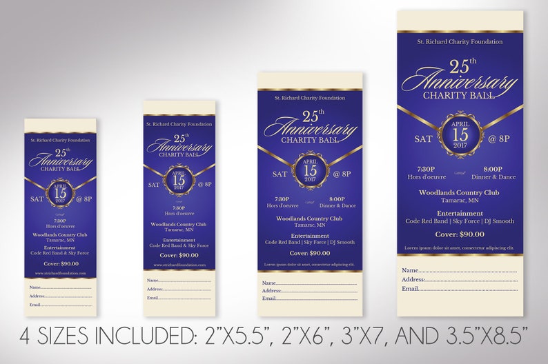 Violet & Gold Gala Ticket Template for Canva: Church Anniversary ...