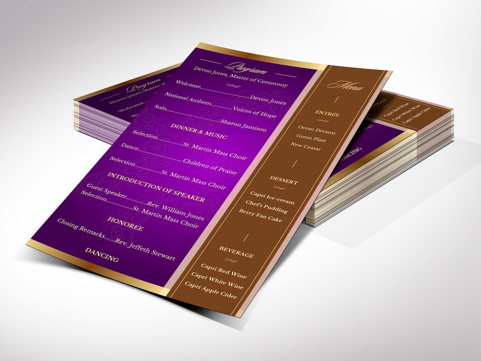 Purple Gold Gala Program Template: One Page Church Anniversary Brochure ...