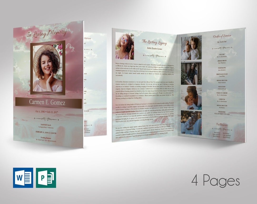 Retro Sunrise Funeral Program Template: Celebration of Life (11x17 In ...